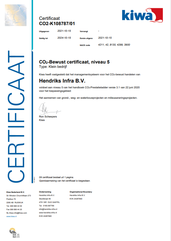 Co2- Prestatieladder - Hendriks Infra BV